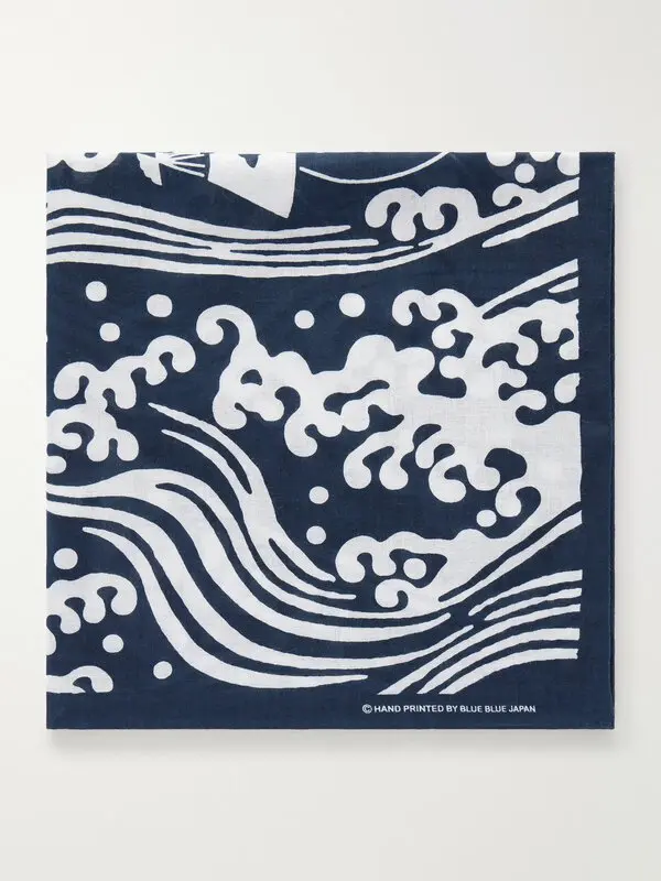 Blue Blue Japan Printed Cotton Scarf - Blue