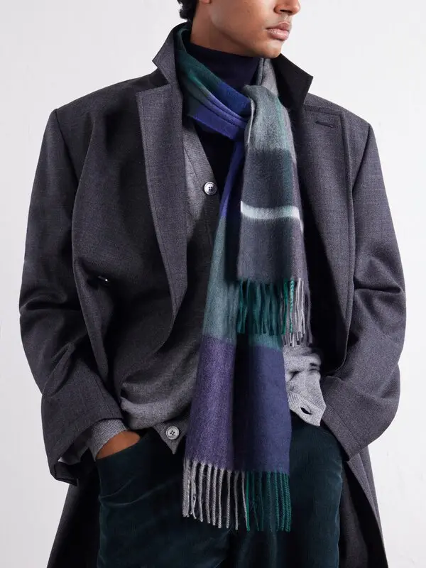 BEGG & CO. Arran Edgar Fringed Checked Cashmere Scarf