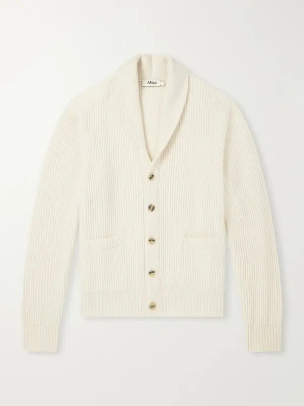 Altea Ribbed Virgin Wool Cardigan - Neutrals
