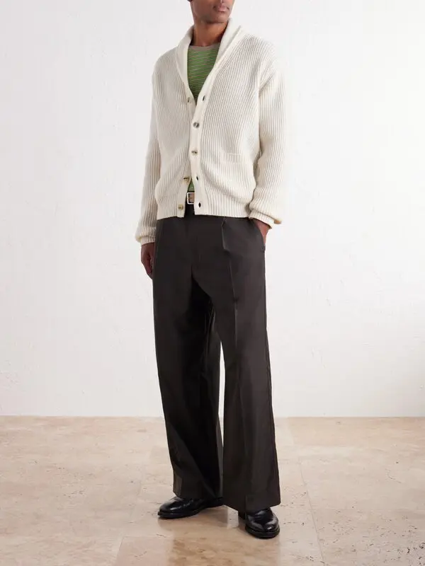 Altea Ribbed Virgin Wool Cardigan - Neutrals