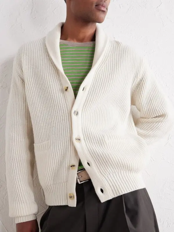 Altea Ribbed Virgin Wool Cardigan - Neutrals