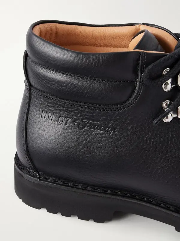 Nn07 Fracap M127 Textured Leather Hiking Boots - Black
