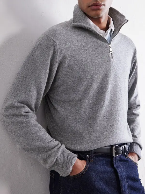 BEGG & CO. Heriot Half-zip Cashmere Sweater - Gray