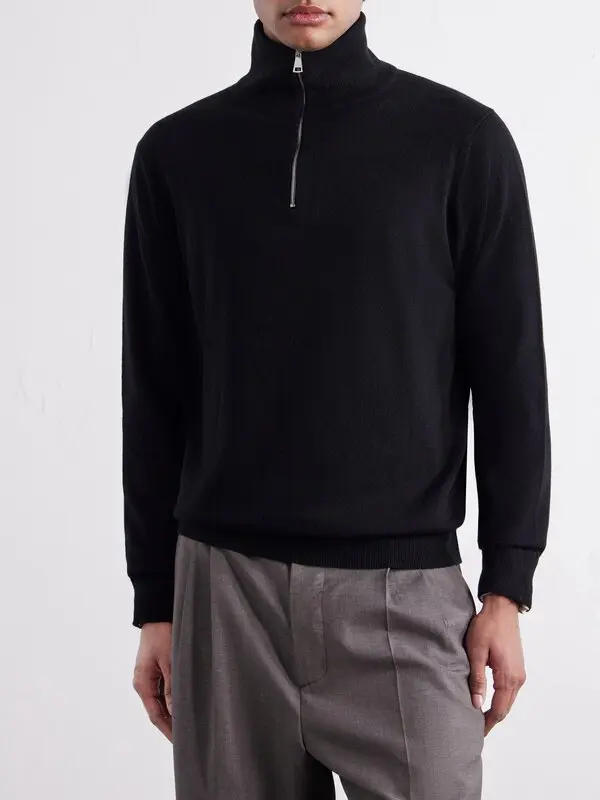 BEGG & CO. Heriot Half-zip Cashmere Sweater - Black