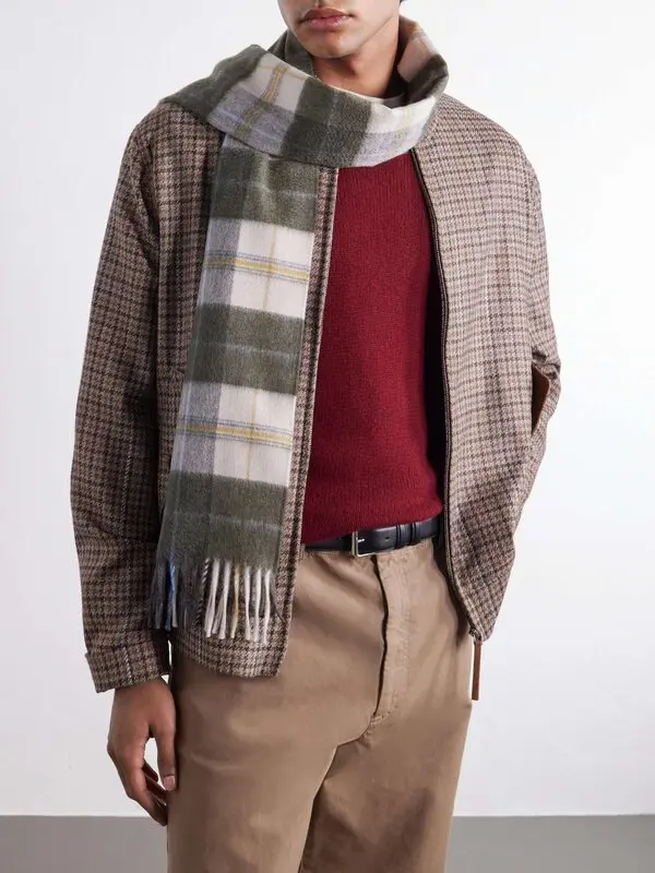 BEGG & CO. Arran Bennet Fringed Checked Cashmere Scarf