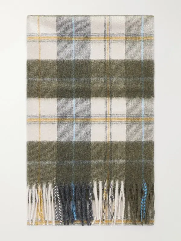 BEGG & CO. Arran Bennet Fringed Checked Cashmere Scarf - Neutrals