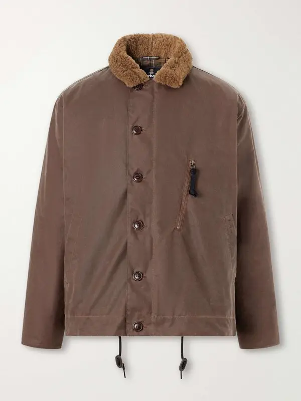 Barbour Macklow Plush-trimmed Waxed-cotton Jacket