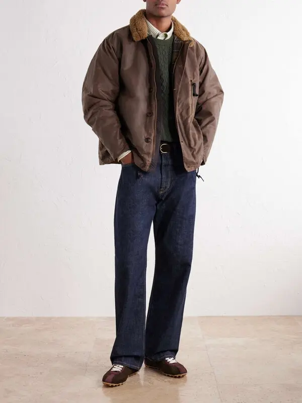 Barbour Macklow Plush-trimmed Waxed-cotton Jacket