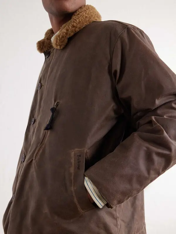 Barbour Macklow Plush-trimmed Waxed-cotton Jacket