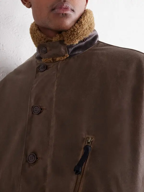 Barbour Macklow Plush-trimmed Waxed-cotton Jacket - Brown