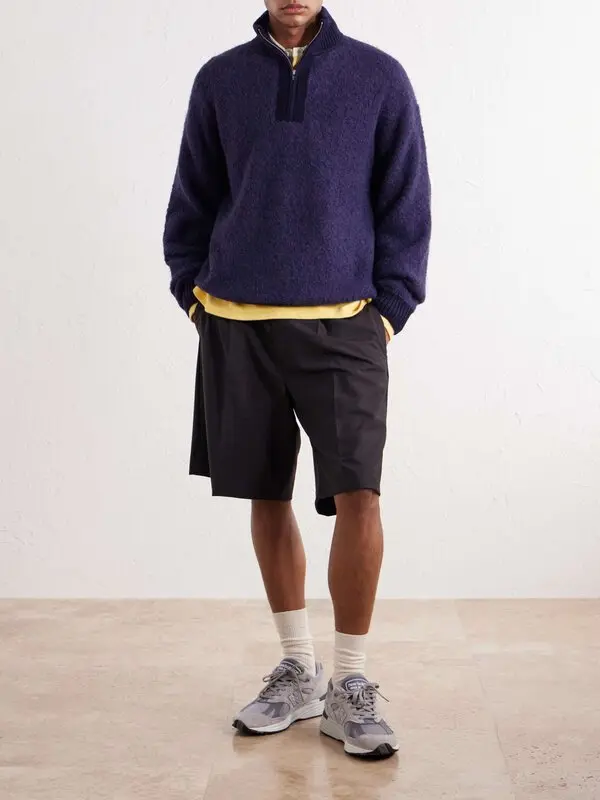 Aimé Leon Dore Wool-blend Felt Half-zip Sweater