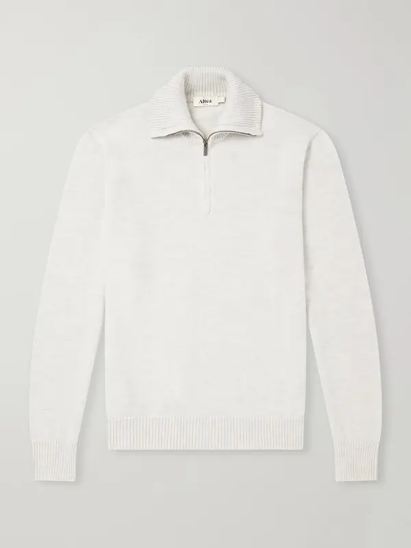 Altea Half-zip Virgin Wool Sweater - Gray