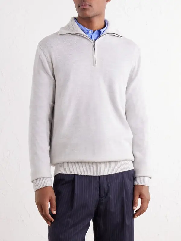Altea Half-zip Virgin Wool Sweater - Gray