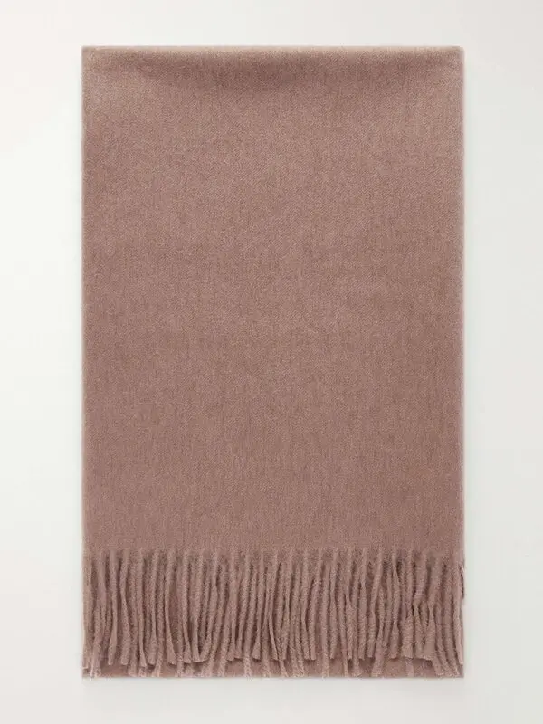 BEGG & CO. Arran Solid Fringed Brushed-cashmere Scarf