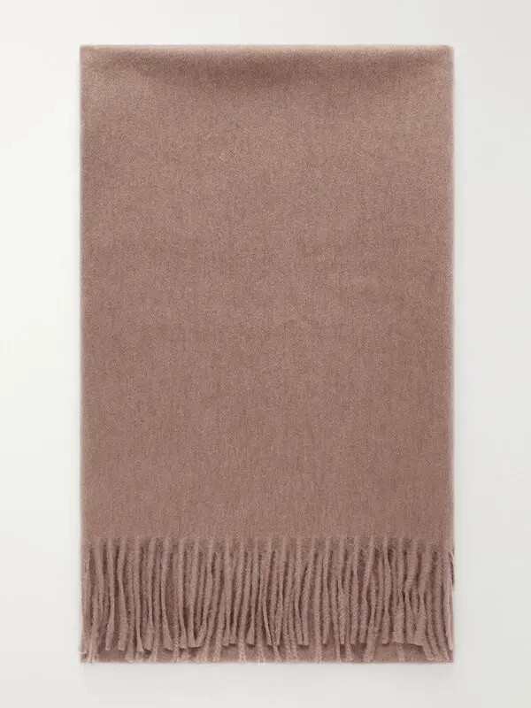 BEGG & CO. Arran Solid Fringed Brushed-cashmere Scarf - Brown