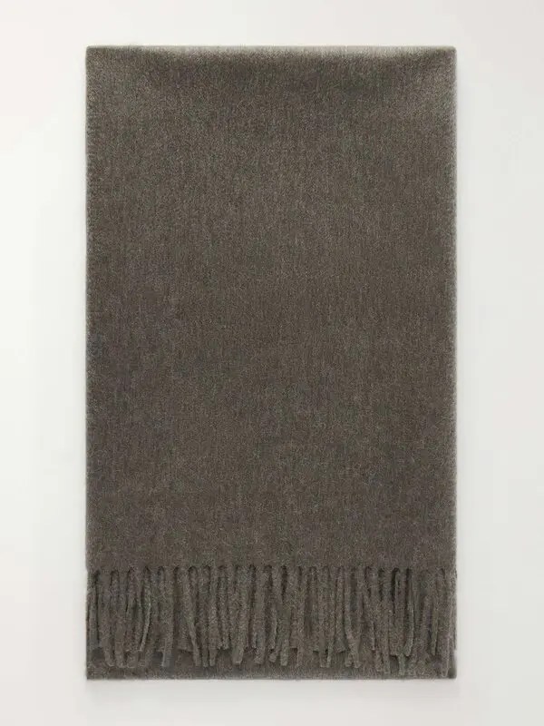 BEGG & CO. Arran Solid Fringed Brushed-cashmere Scarf