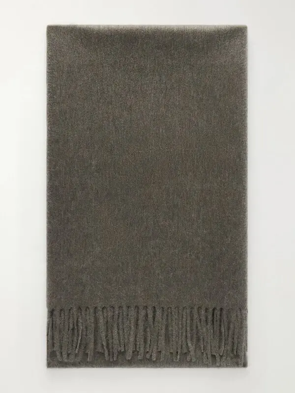 BEGG & CO. Arran Solid Fringed Brushed-cashmere Scarf - Green