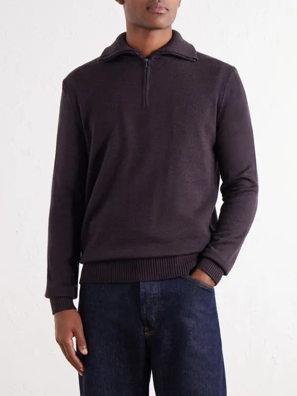 Altea Half-zip Virgin Wool Sweater - Brown