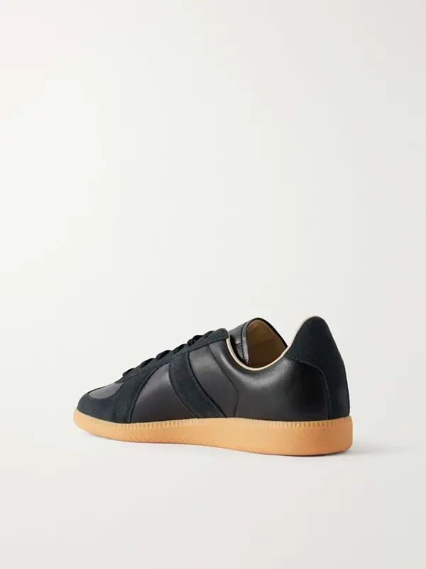 ADIDAS ORIGINALS Bw Army Suede-trimmed Leather Sneakers - Black