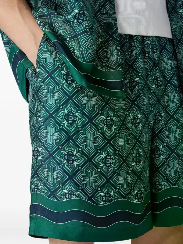 Casablanca Geometric-print Silk Shorts