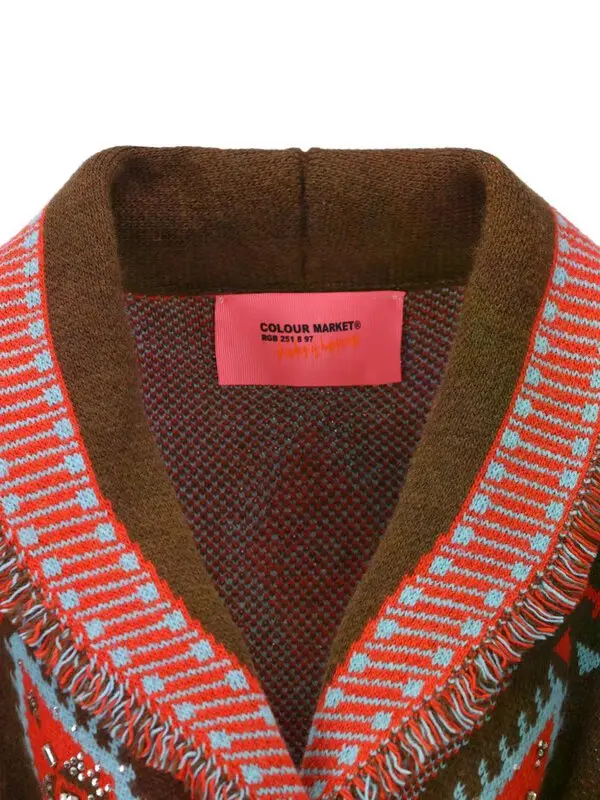 COLOUR MARKET Geometric-pattern Fringed Coat