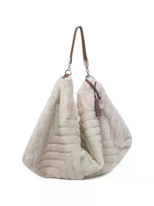 Liu Jo Chevron Faux-fur Tote Bag - Neutrals