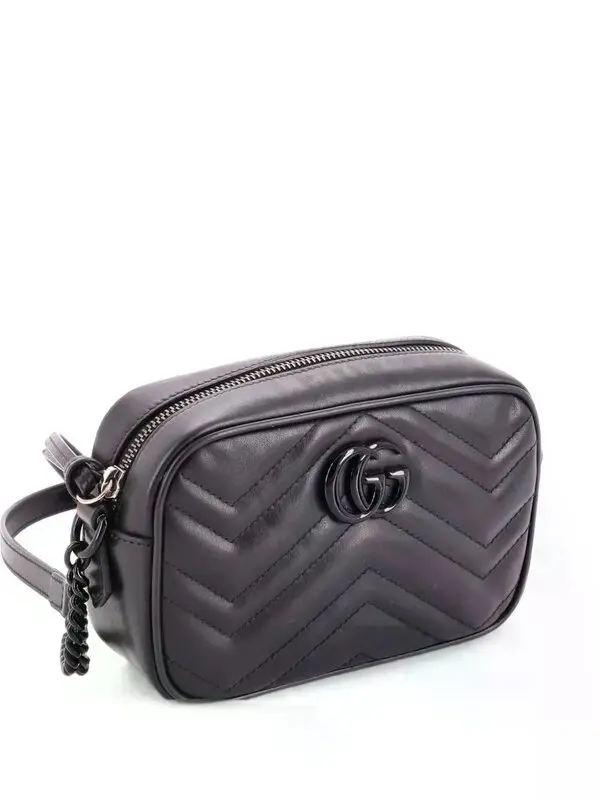 Gucci Gg Marmont Monochrome Shoulder Bag Matelasse Leather Mini Crossbody Bag - Black