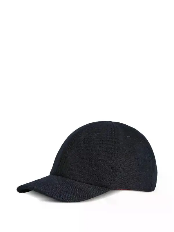 Kiton Leather-trimmed Baseball Cap - Blue