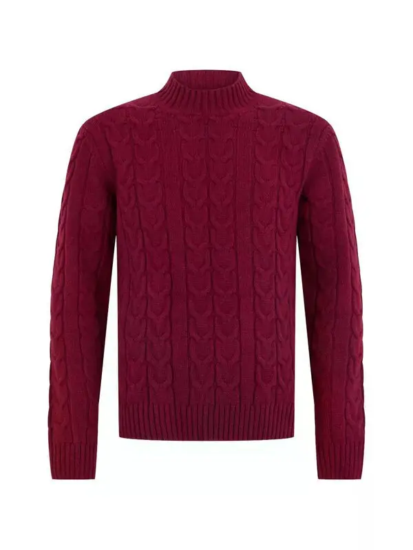 SLOWEAR Cable-knit Mock-neck Sweater