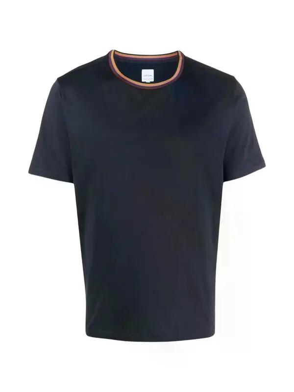 Paul Smith Navy 'artist Stripe' Collar Cotton T-shirt