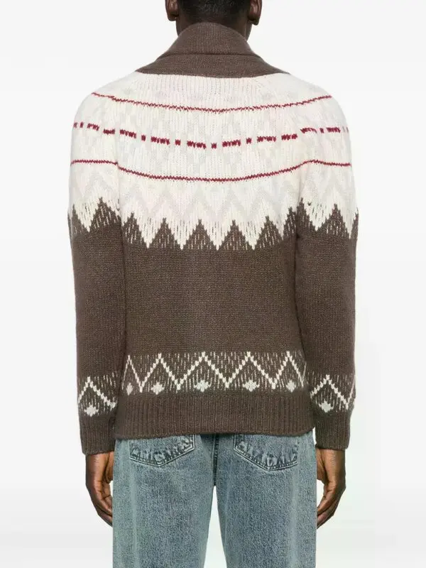Eleventy Fair Isle Shawl-collar Cardigan