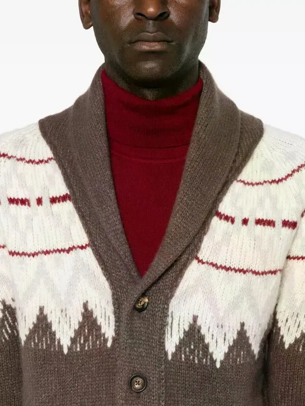 Eleventy Fair Isle Shawl-collar Cardigan