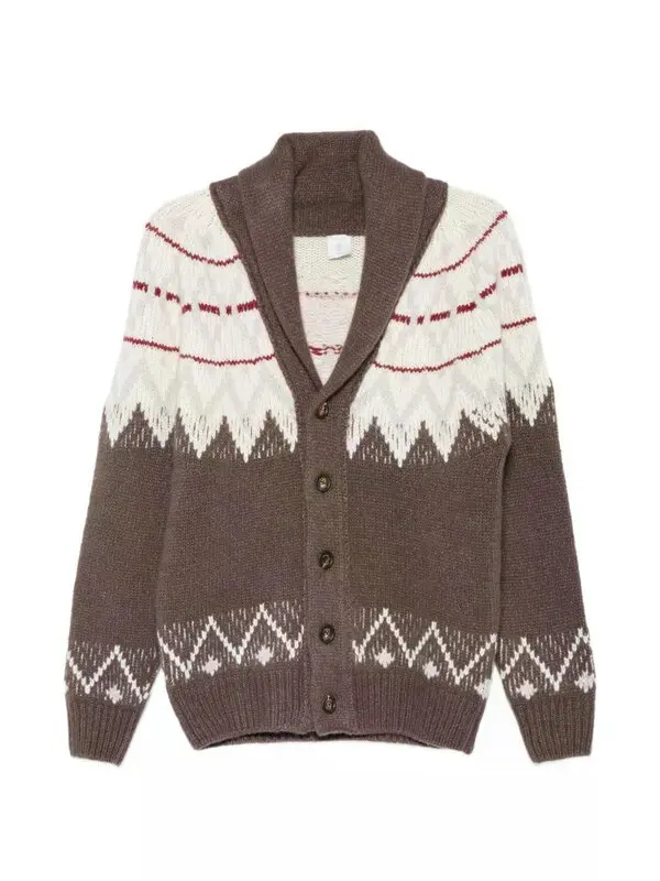Eleventy Fair Isle Shawl-collar Cardigan