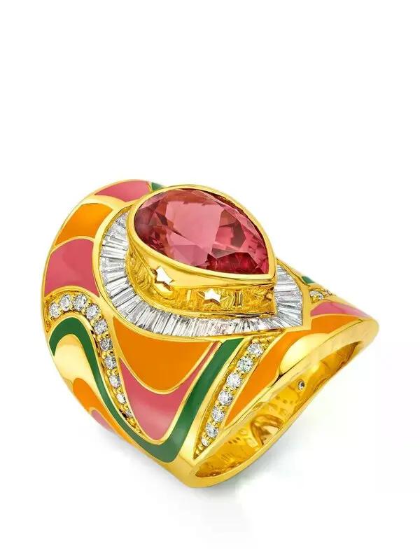 BUDDHA MAMA Miami Swirl Tourmaline And Diamond Wrap Ring