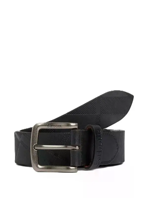 Barbour Irvine Tartan-embossed Leather Belt - Black
