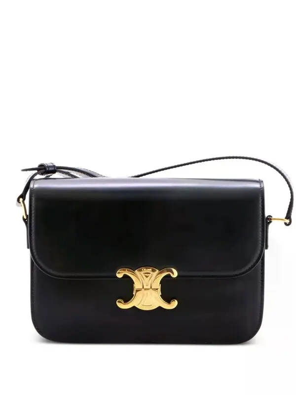 Celine Triomphe Shoulder Bag Smooth Calfskin Medium Crossbody Bag - Black
