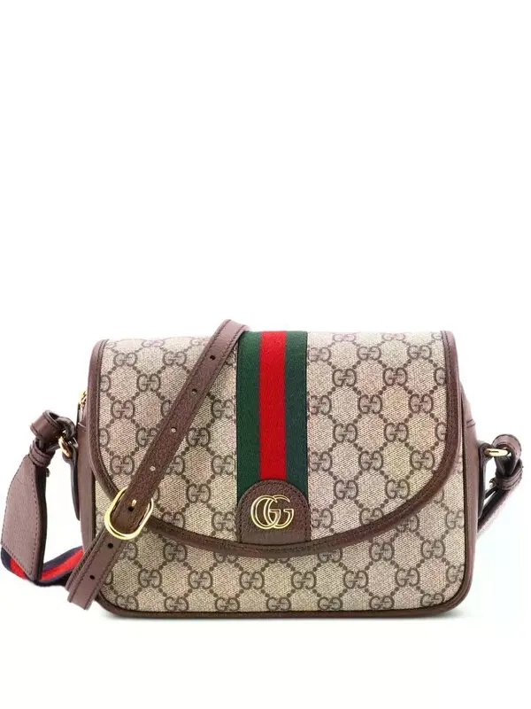 Gucci Ophidia Flap Gg Coated Canvas Small Shoulder Bag - Brown