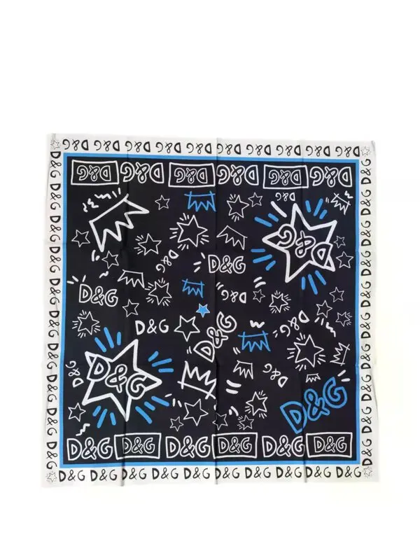 Dolce & Gabbana Graphic-print Square Scarf - Black