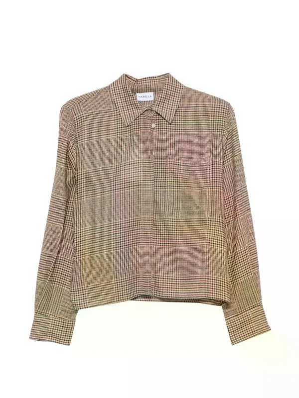 Marella Prince Of Wales Check Tie-neck Shirt - Brown