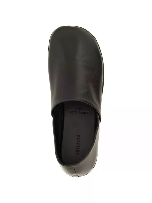 LEMAIRE Asymmetrical Leather Loafers - Black