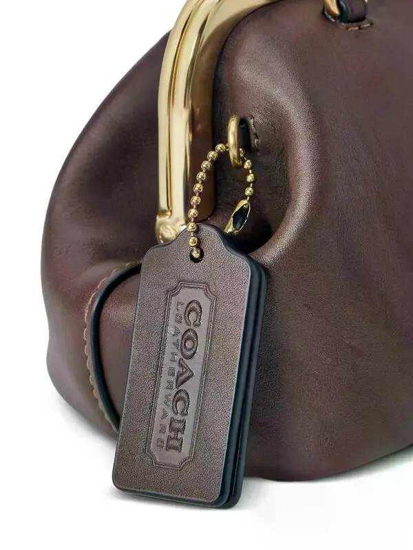 COACH 30 Kisslock Frame-closure Leather Clutch Bag - Brown