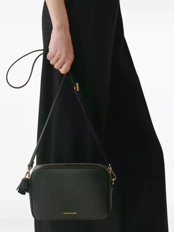 Fabiana Filippi Tassel-detail Pebbled Shoulder Bag - Black