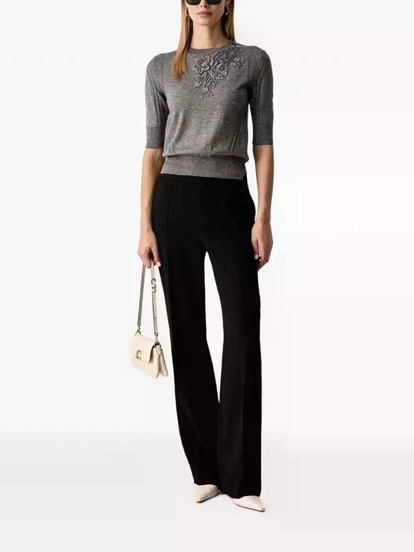 Ermanno Scervino Lace-appliqué Pointelle-knit Sweater