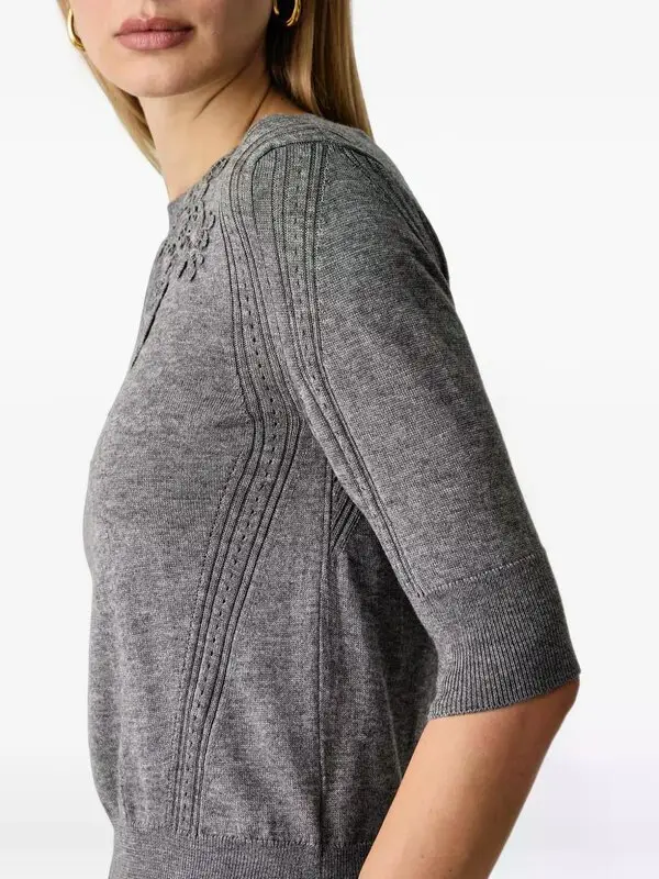 Ermanno Scervino Lace-appliqué Pointelle-knit Sweater