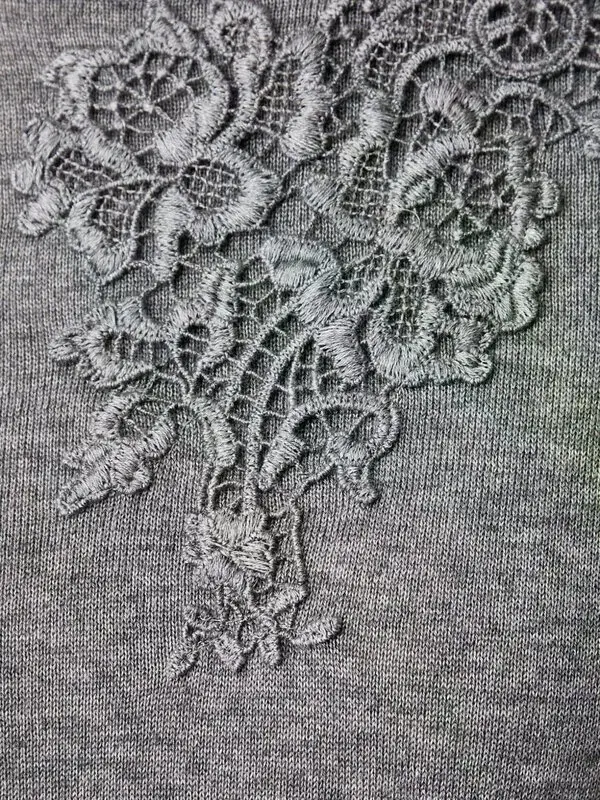 Ermanno Scervino Lace-appliqué Pointelle-knit Sweater
