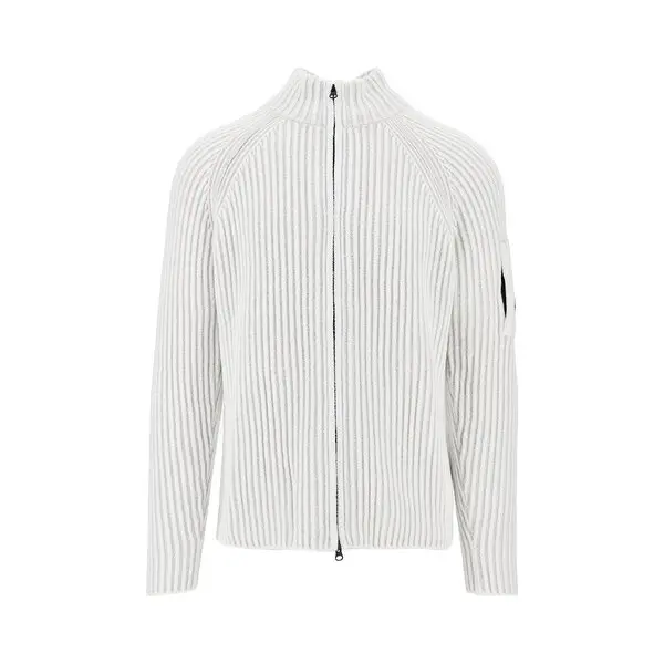 C.P. COMPANY Cardigan Full-zip In Mito Lana A Cote - White
