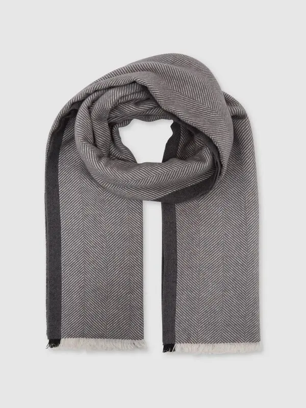 REISS Hallie Herringbone Scarf With Wool