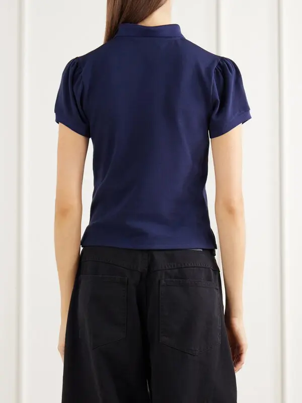 WILLY CHAVARRIA Chavela Logo-embroidered Cotton-piqué Polo Shirt - Blue