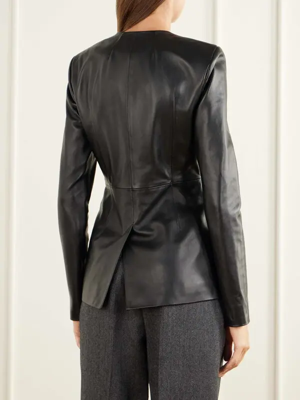 Tove Jed Darted Paneled Leather Jacket