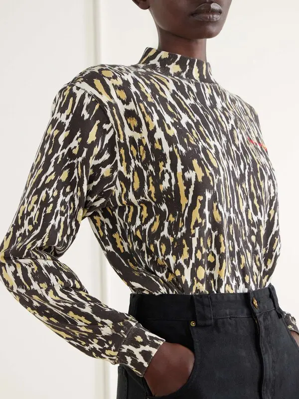 WILLY CHAVARRIA Cheetah Logo-embroidered Print Cotton-jersey Bodysuit